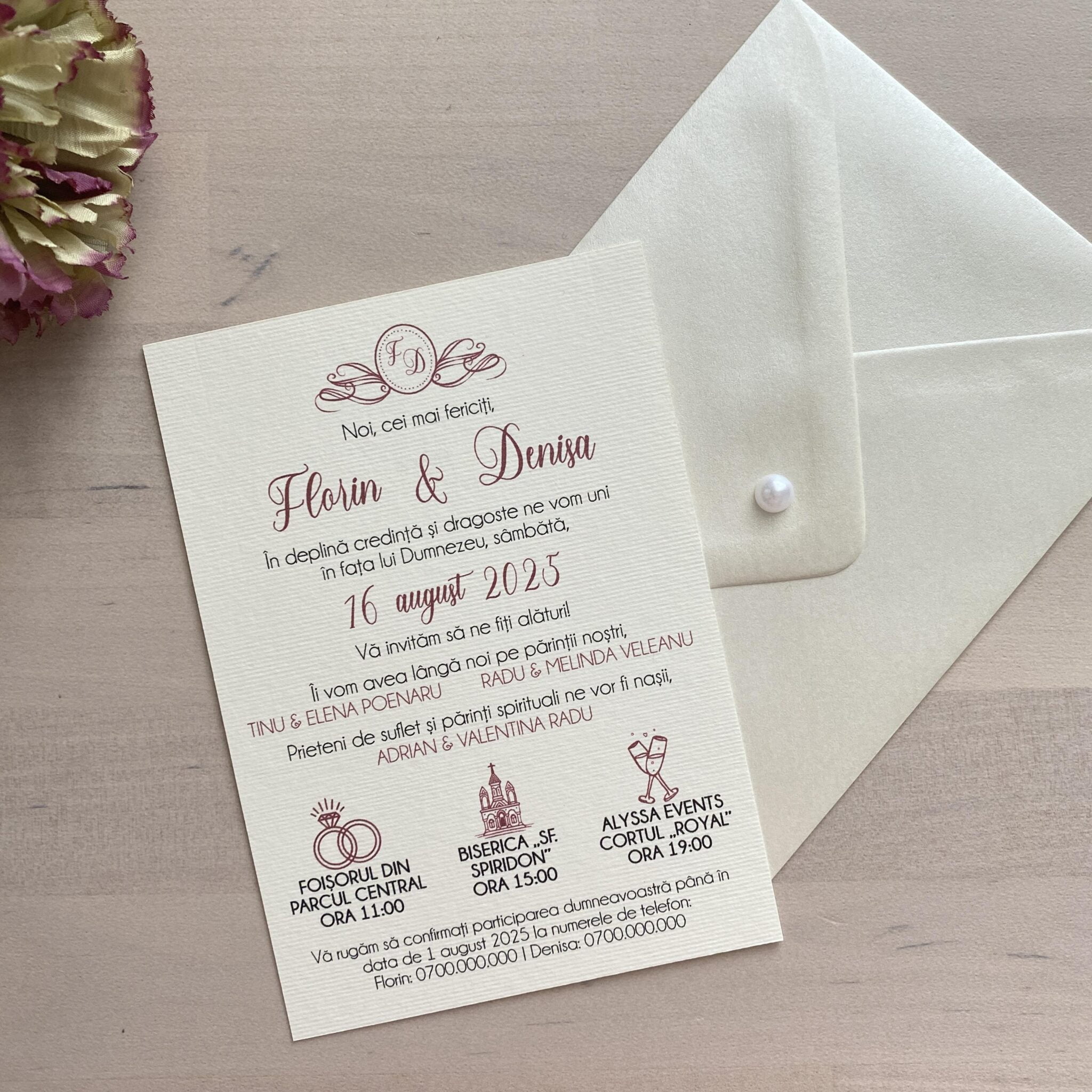 [SET] Invitatii Nunta Elegante 62 Regency cu Plic Ivory Sidefat si ...